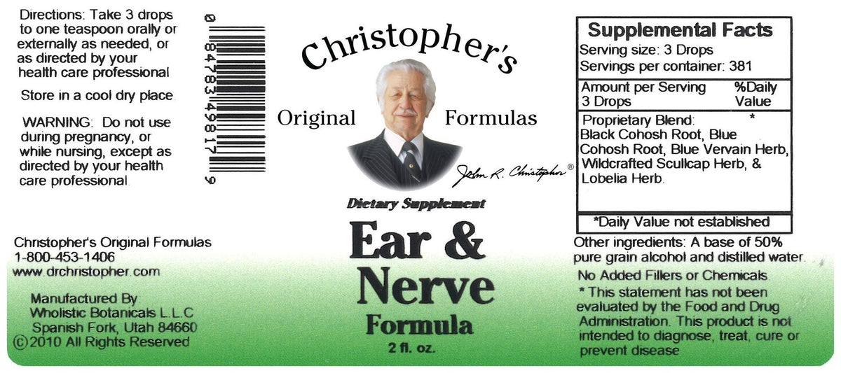 Ear & Nerve Formula - 2 oz. Alcohol Extract – Christopher's Herb Shop