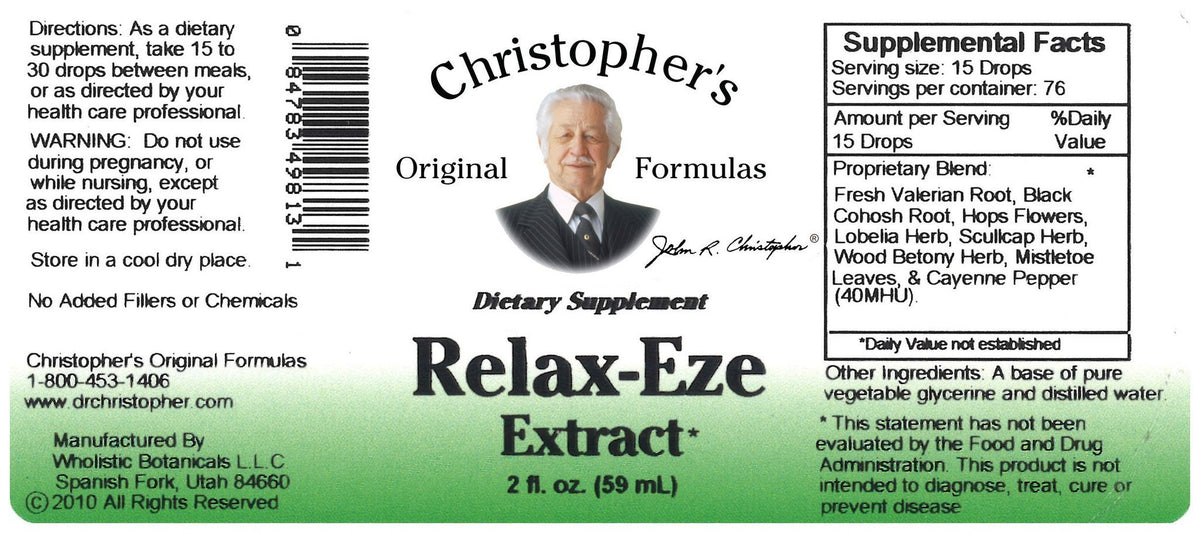 Relax-Eze Formula - 2 oz. Glycerine Extract – Christopher's Herb Shop