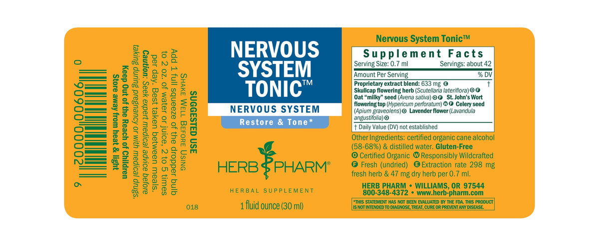 Herb Pharm® Nervous System Tonic™ - 1 oz – Christopher's Herb Shop