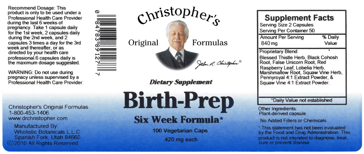 Birth-Prep - 100 Capsules – Christopher's Herb Shop
