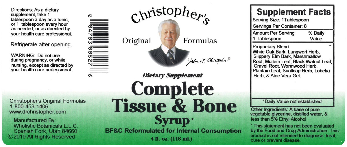 Complete Tissue & Bone - 4 oz. Syrup – Christopher's Herb Shop