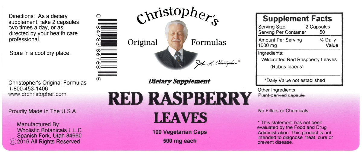 Red Raspberry Leaves - 100 Capsules – Christopher's Herb Shop